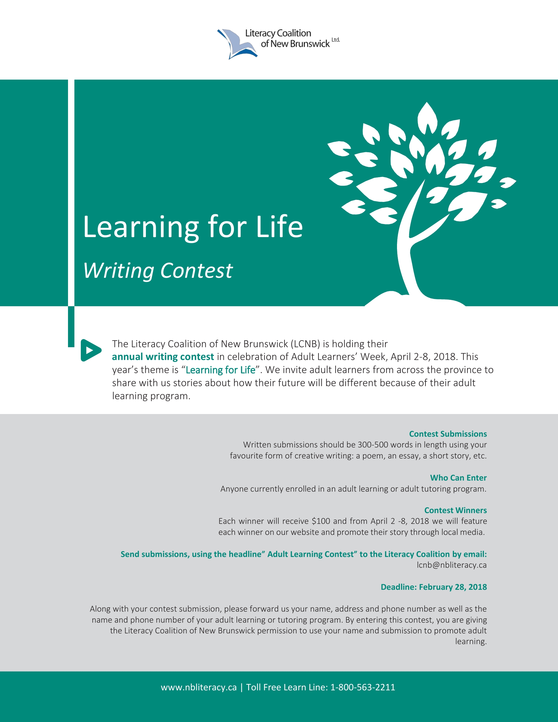 “Learning for Life” annual adult learners writing contest! – Literacy ...